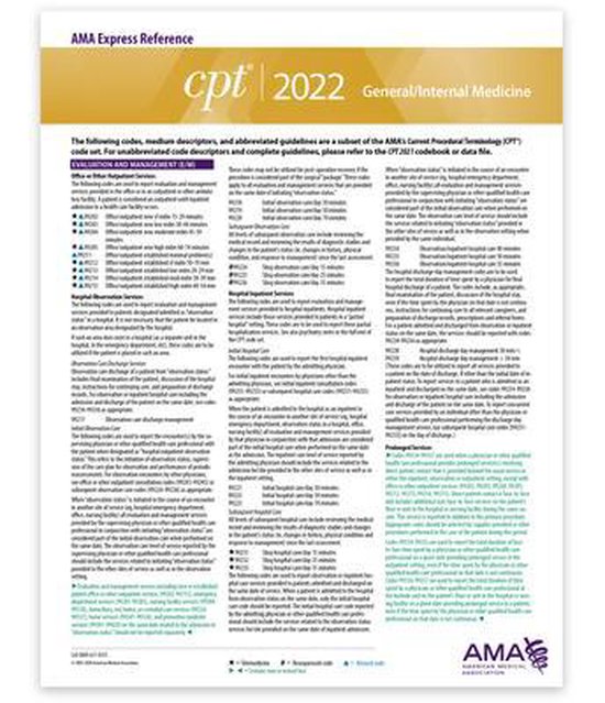 CPT Express Reference Coding Card 2022: General/Internal Medicine | 9781640161702 | Boeken | bol.com