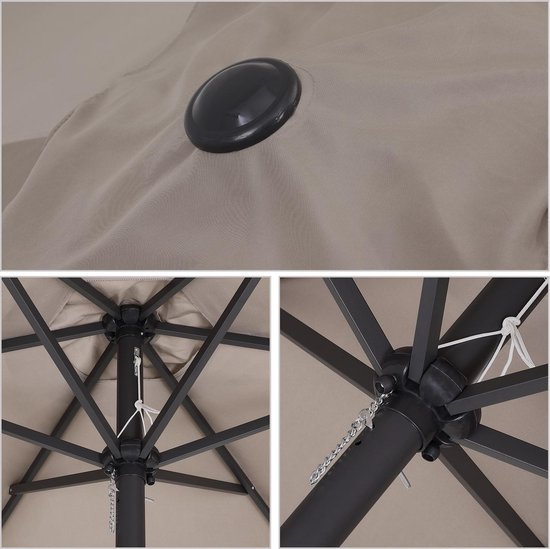 Kingsleeve Parasol 330 cm Taupe UV-bescherming 50+ Handslinger Waterafstotend | bol.com