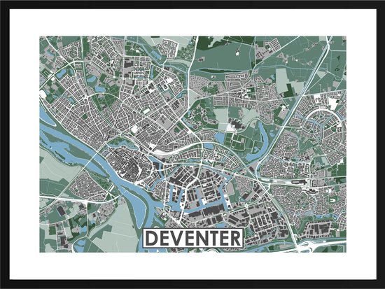 Deventer - stadskaart | Inclusief strakke moderne lijst| stadsplattegrond | poster van... | bol.com