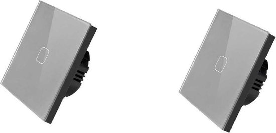 Wand schakelaar Touch 2x Grijs 86mm 2 gehard glas paneel muur Switch ...
