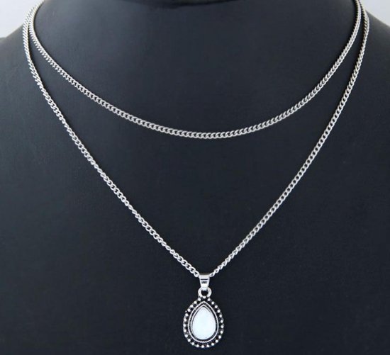 Ketting met steentje | zilver gekleurd | bol