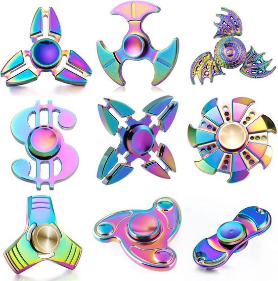 Fidget Spinner Rainbow - Fidget Toys - Metaal - Anti Stress - Glow in ...