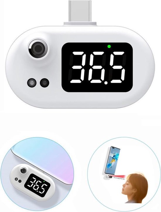 Draagbare Mini USB-C Thermometer - Smartphone - Voorhoofd - Infrarood ...