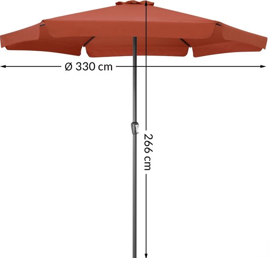 Kingsleeve Parasol 330cm - met Draaimechanisme - Terracotta | bol