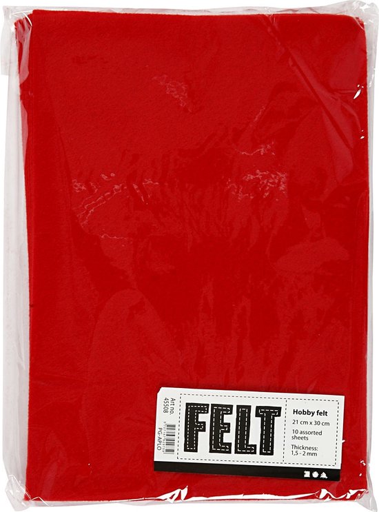 Hobbyvilt. A4. 210x297 mm. dikte 1.5-2 mm. rood. 10 vel/ 1 doos | bol.com