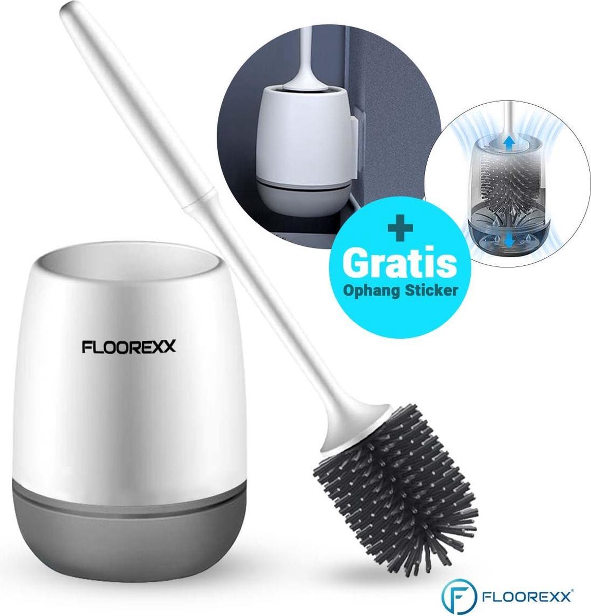 Siliconen WC borstel Grijs - Toiletborstel met houder-Gratis ophang ...