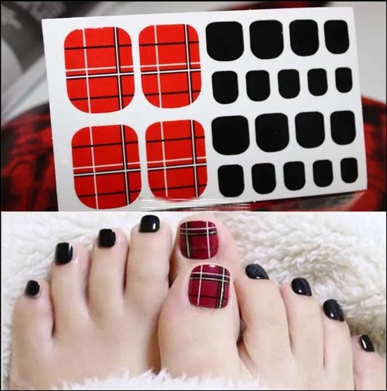 teen nagel stickers nailart rode ruit nagelsticker kalknagel verbergen ...