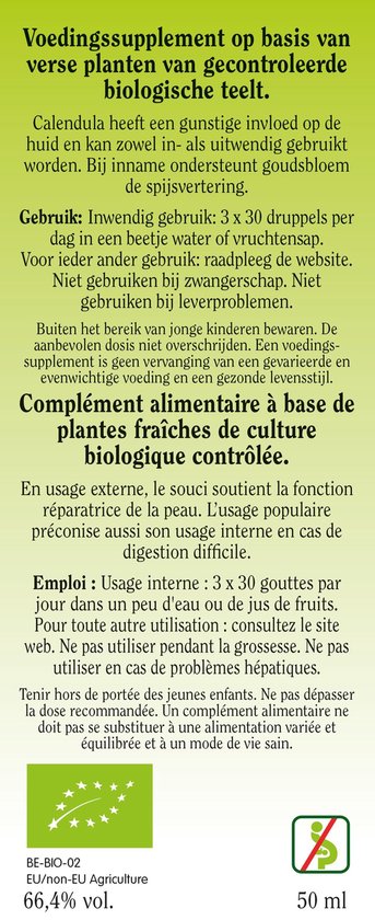 Biover Calendula officinalis - Supplement - Gave huid - Met goudsbloem ...