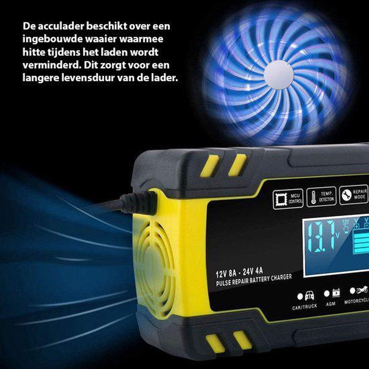 DEST - Acculader - Auto/Motorfiets acculader - Automatisch - 8A-12/24V ...