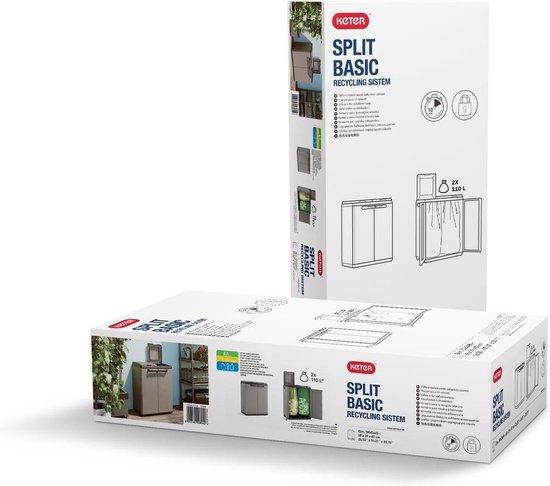 Keter Split Basic Recycling Vuilnisbak - Voor buiten - 68x39x85 cm ...