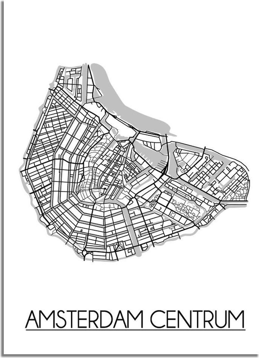 Amsterdam Centrum Plattegrond poster A2 poster (42x59,4cm ...