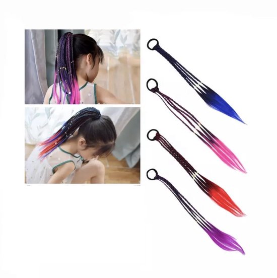 Haar Extension Vlecht Elastiek Meisjes Hair kleuren Rood met Zwart ...