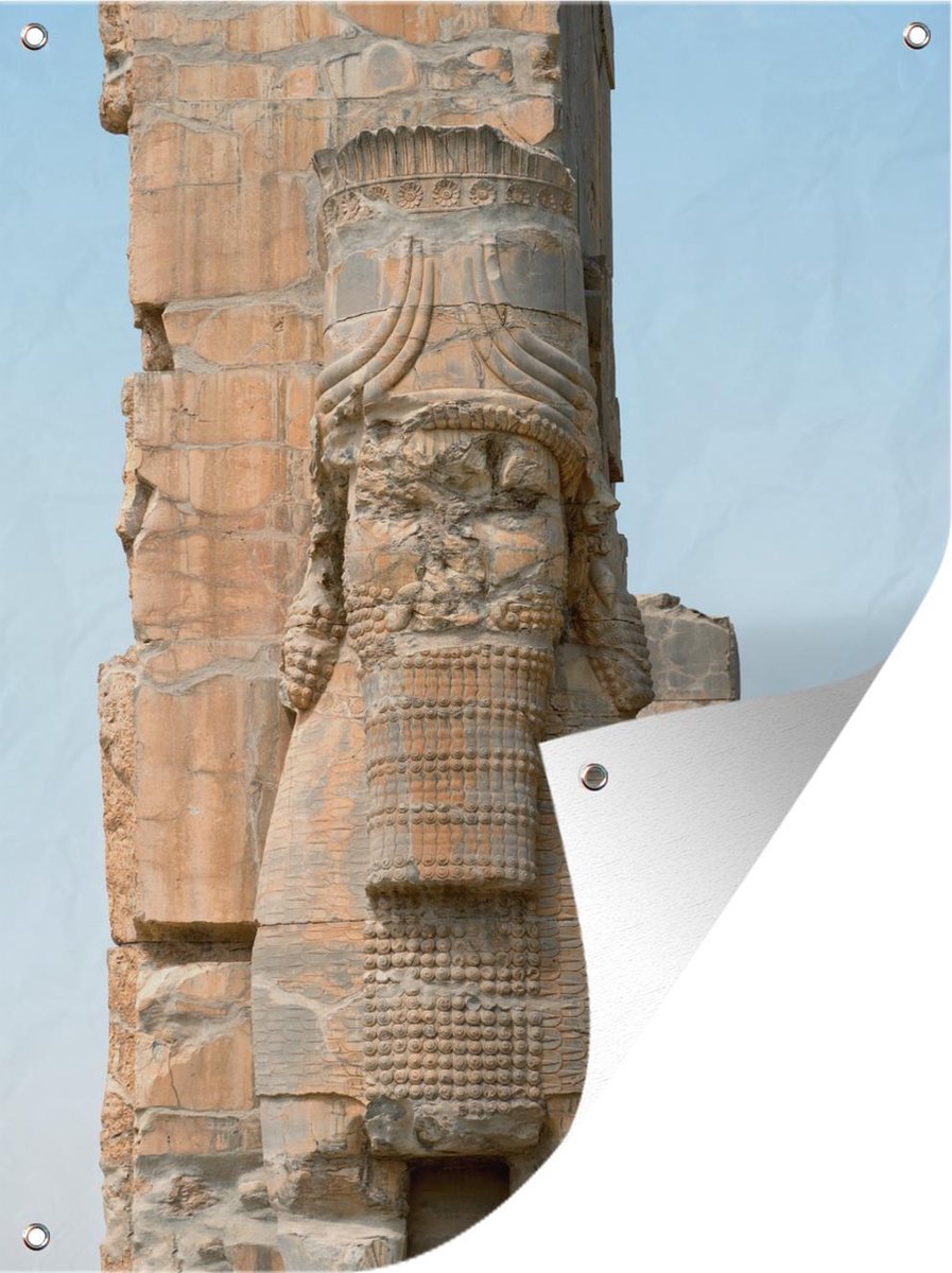 Muurdecoratie buiten Een zandkleurig beeld van het Perzische Rijk ...