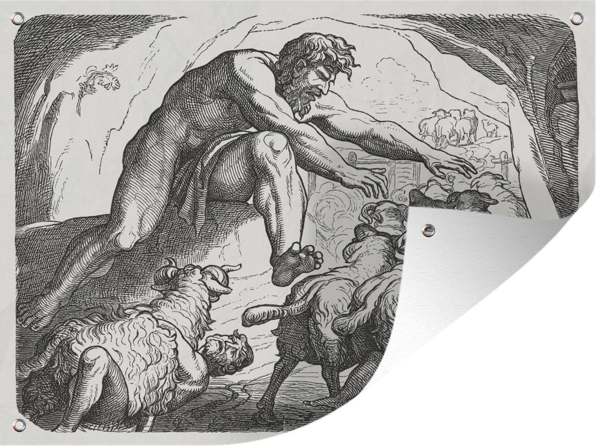 Une illustration de Polyphème et les Grecs en fuite affiche de jardin ...