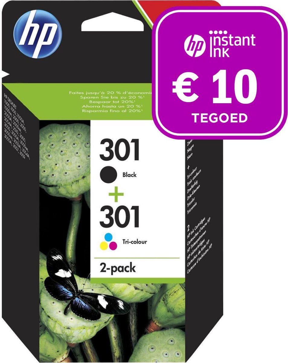 HP 301 - Inktcartridge kleur & zwart + Instant Ink tegoed | bol.com