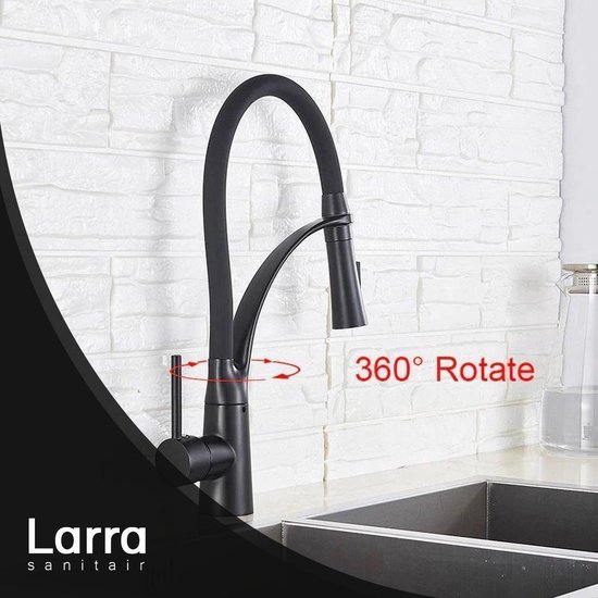 Premium Zwarte Keukenkraan - Mengkraan - Uittrekbare Uitloop - Zwarte Kraan - RVS - LA121 | bol