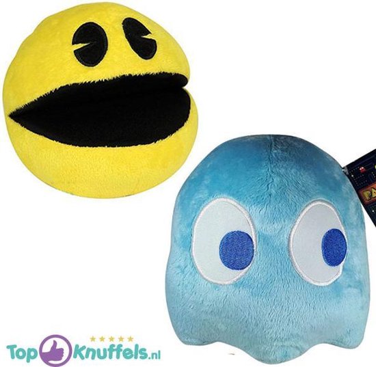 Pac-Man Mini + Spook Lichtblauw Mini Pluche Knuffel 15 cm | Originele ...