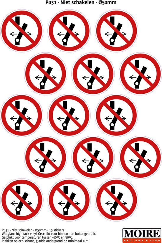 Pictogram sticker 75 stuks P031 - Niet schakelen - 50 x 50mm - 15 ...