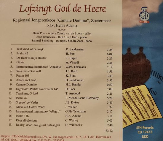 Lofzingt God de Heere - Regionaal Jongerenkoor Cantate Domino Zoetermeer / Orgel -... | bol