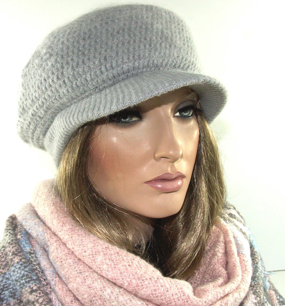 Zachte winterbaret muts met kort klepje kleur grijs maat one size | bol.com