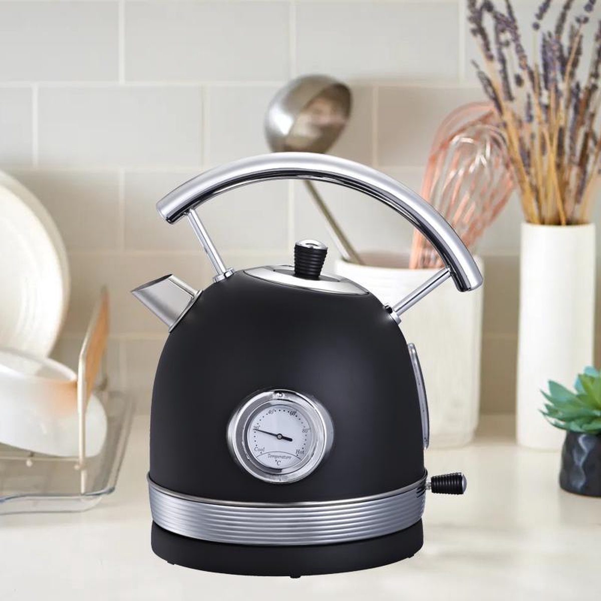 Swiss Pro + - Retro Waterkoker 1,8L 2200W - Zwart - Elektrisch ...