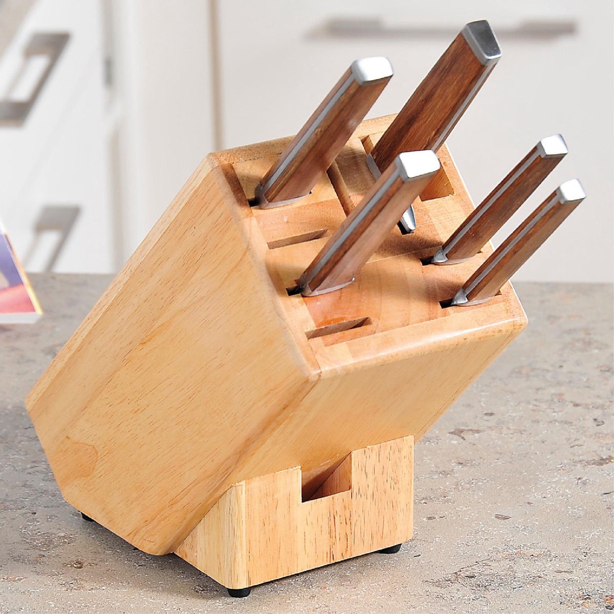 Houten messenblok universeel 12 x 12 x 26 cm - Messenblokken ...