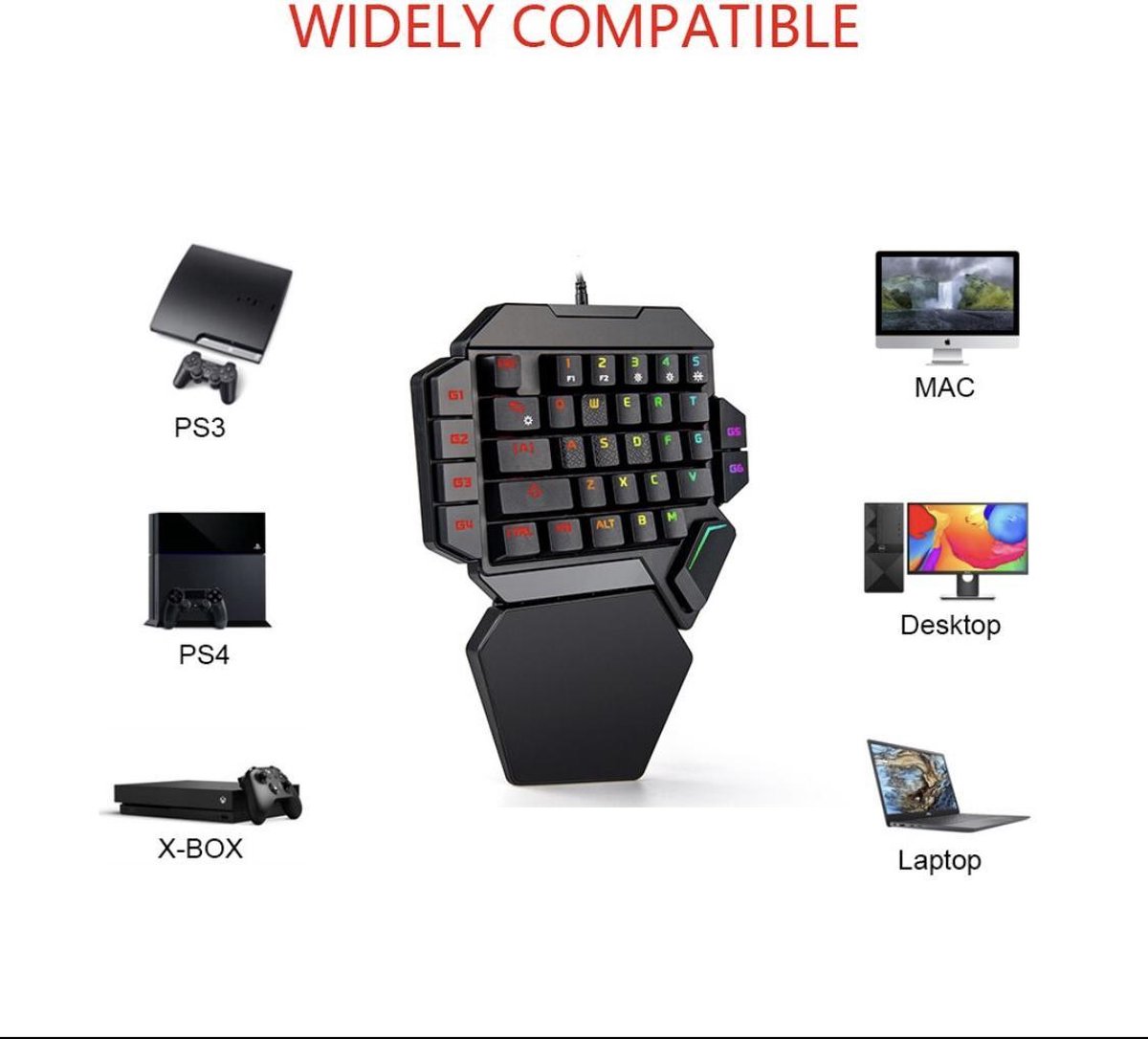 RedThunder K50 One-Handed Game Set RGB Backlit Portable Ergonomische ...