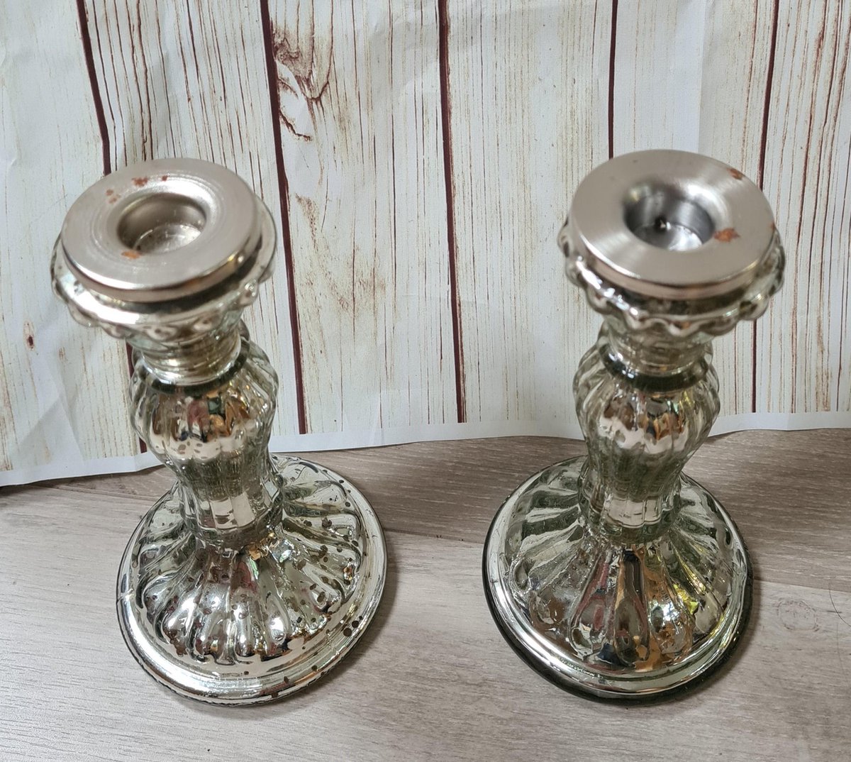 Kandelaar van glas - oud zilver - roest - industrieel | bol.com