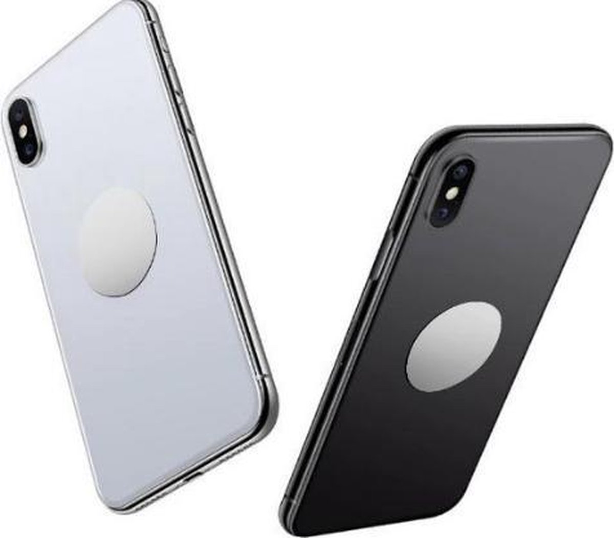 Metalen ronde magneet plaatje - Zilver - Magneet telefoon sticker ...