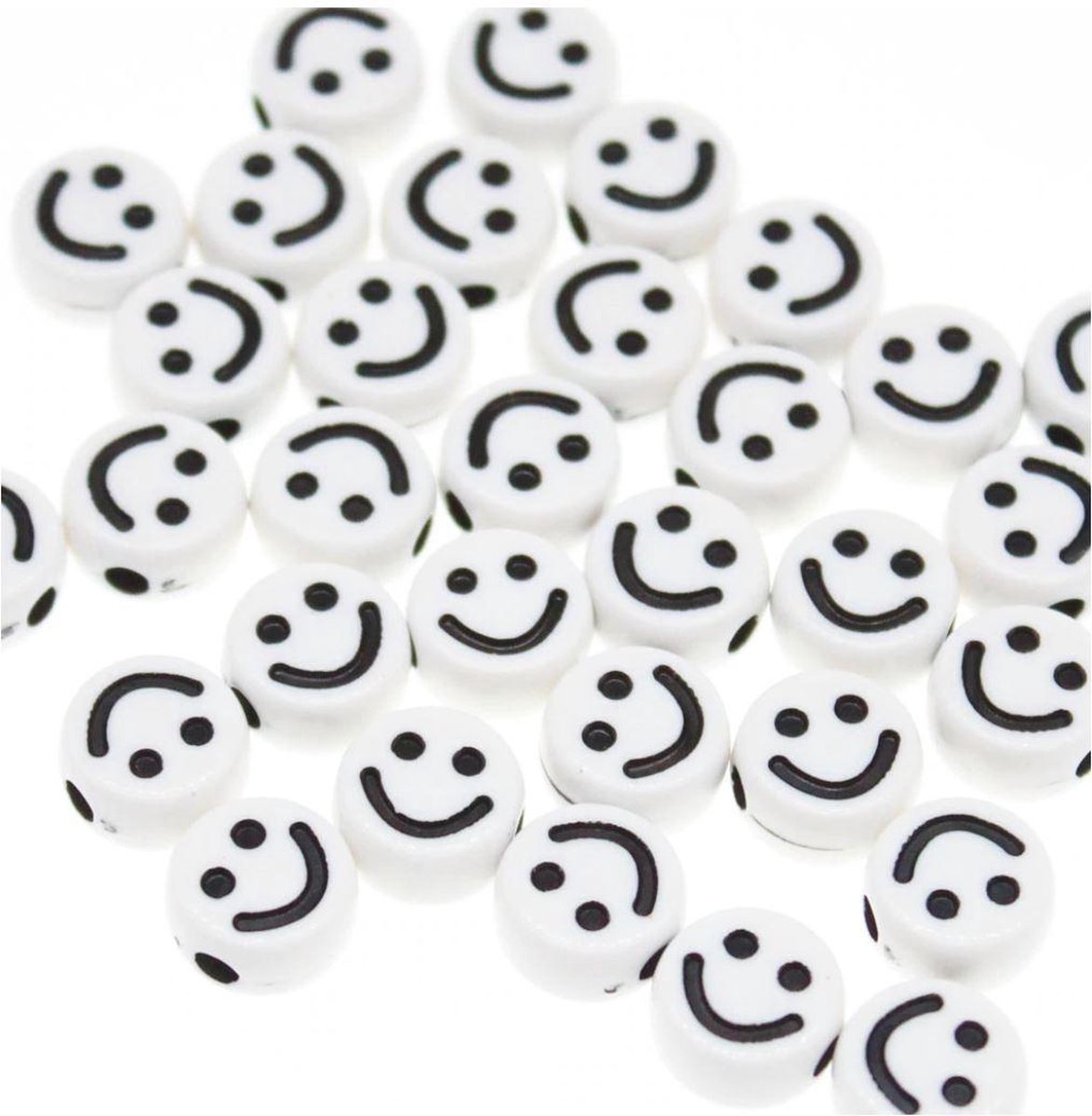 100 stuks acryl kralen Smiley wit 10mm | bol.com