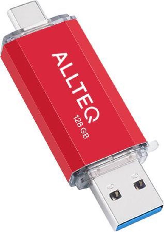 USB stick - Dual USB - USB C - 128 GB - Rood - Allteq | bol