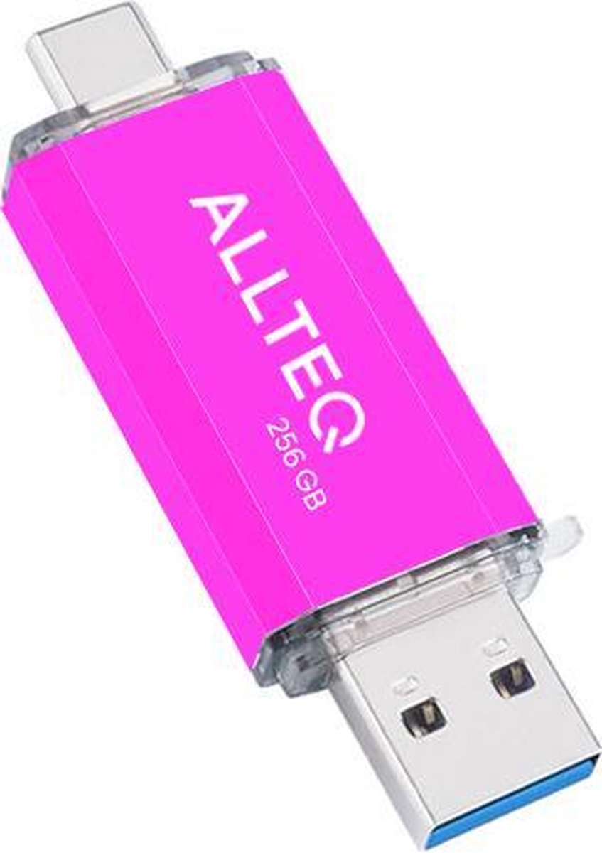 USB stick - Dual USB - USB C - 256 GB - Roze - Allteq | bol.com