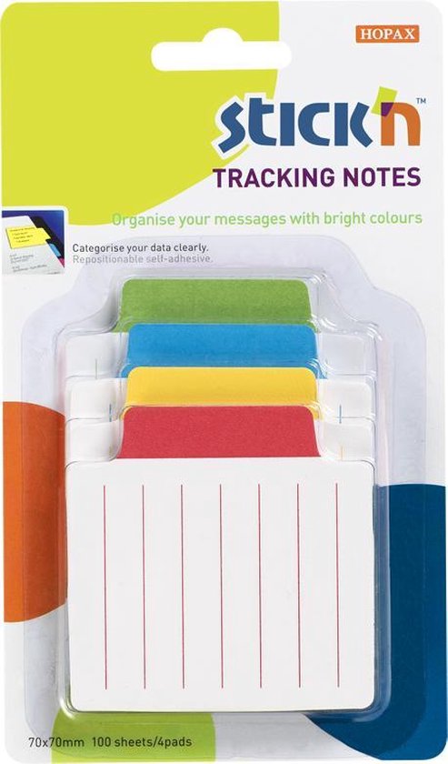 Stick'n Bladwijzer - Bookmark - sticky notes, 70x70mm, gelijnd, 4x25 ...
