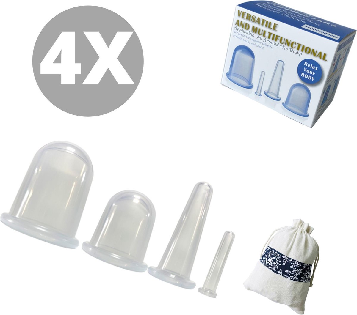 Cellulite Cupping Set Benen & billen en gezicht | Cups |Set van 4 ...