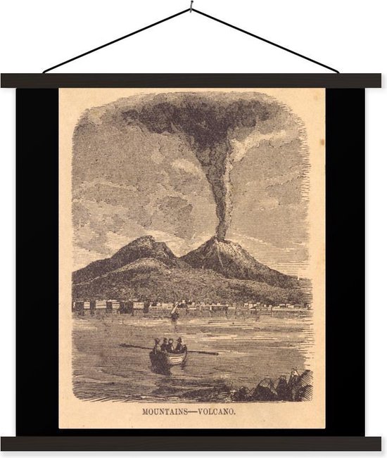 illustration d'un volcan en éruption de 1800 affiche scolaire à lattes ...