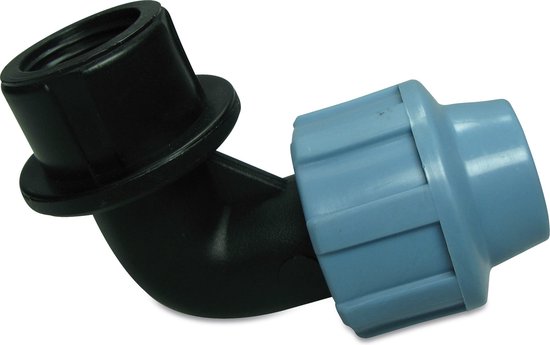 Unidelta Knie 90° PP 16 mm x 1/2" knel x binnendraad 16bar zwart/blauw DVGW/KIWA/WRAS | bol