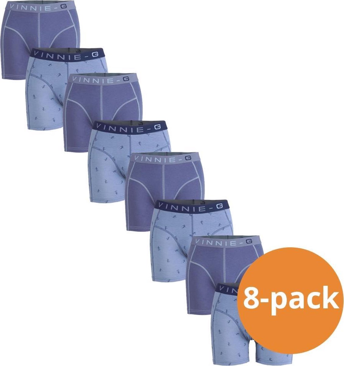 Vinnie-G Boys Boxer Kinder Ski Blue - Imprimé - 8-pack-128/134 | bol.com