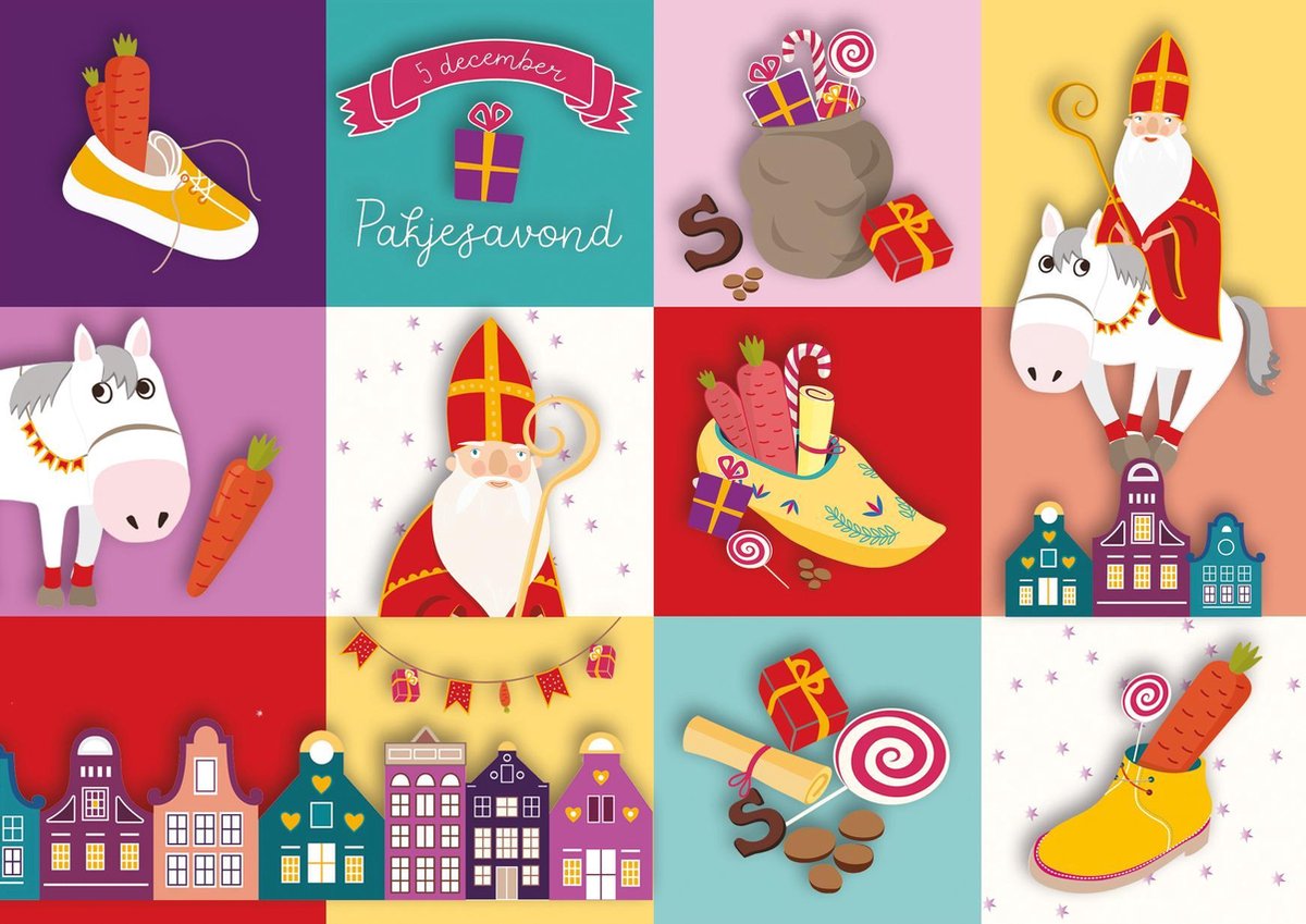 Sinterklaaskaarten - Set van 8 x ansichtkaart - Sinterklaas - S20 | bol.com