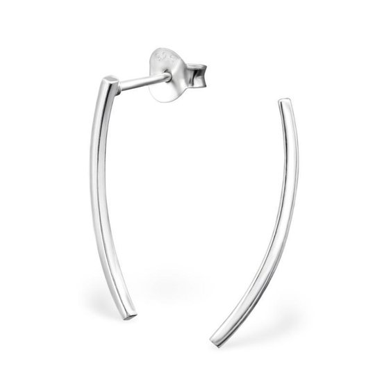 Aramat jewels ® - Oorbellen gebogen bar 925 zilver zilverkleurig 20mm x 1.2mm | bol