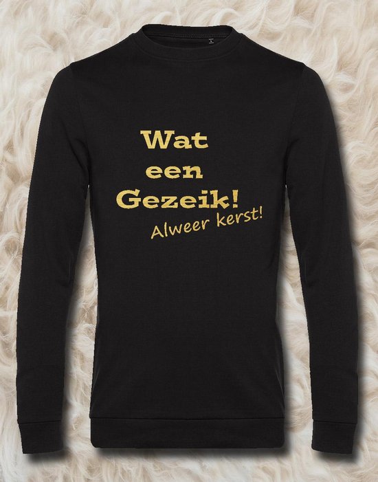 Sweater met opdruk “Wat een gezeik, alweer kerst”, Zwarte sweater met ...