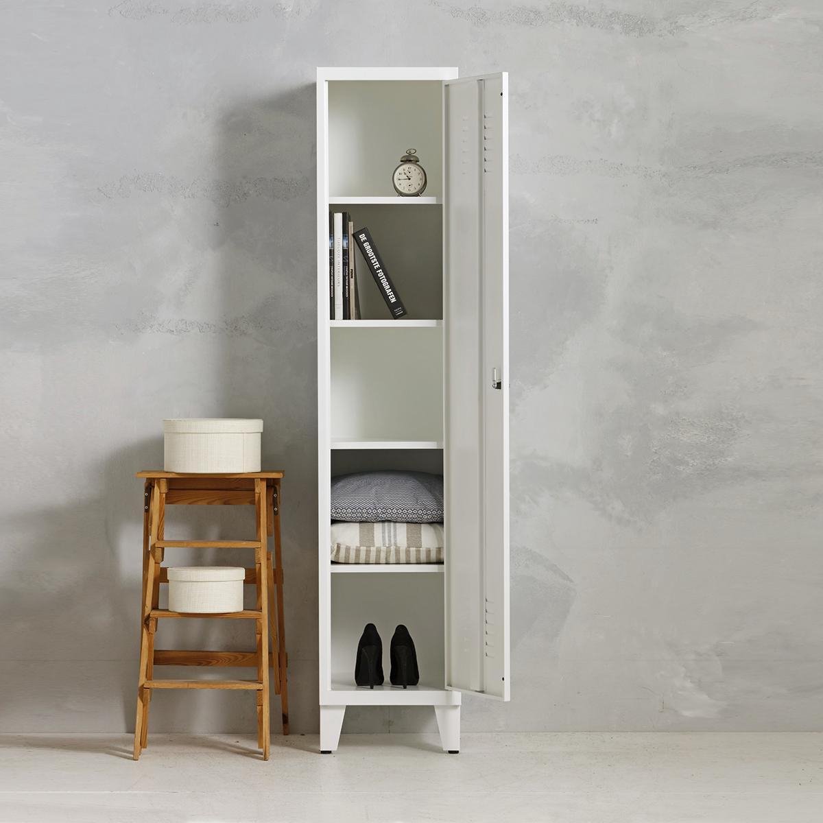 Lockerkast metaal I Locker kledingkast I Met 4 legplanken I Wit I ...