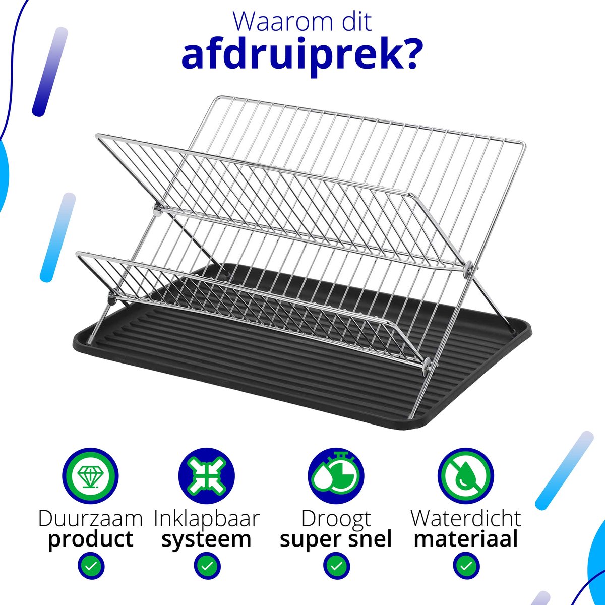 Afdruiprek met Lekbak - Rvs - Afwas - Afwasrek - Dish Drainer - Keuken ...