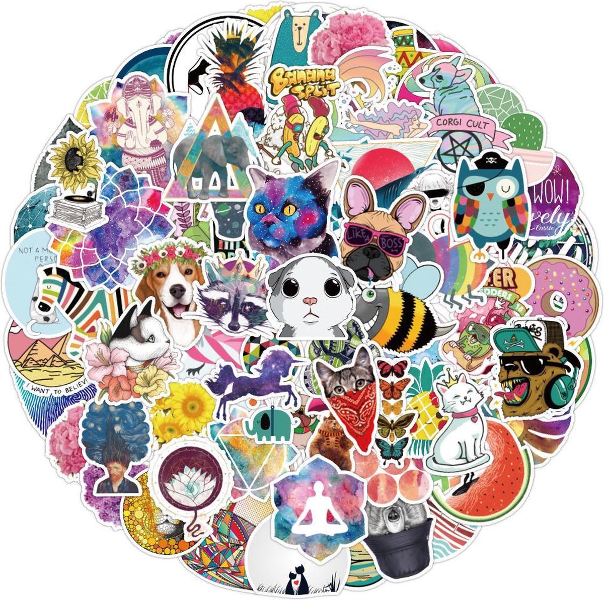 Sticker mix VSCO girl stickers voor meiden - 100 stuks - dieren/planten ...