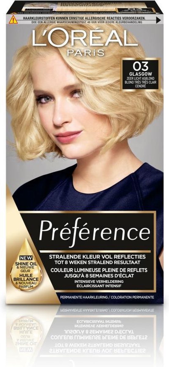 3x L'Oréal Preference Haarkleuring 03 Glasgow - Asblond | bol