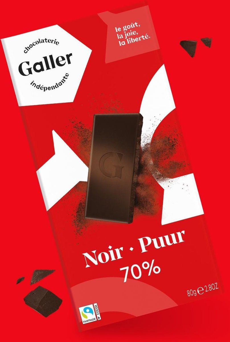 Galler Chocolade Tablet Puur Intense 70% - 20 x 80 Gram | bol.com