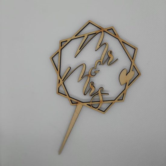 Taarttopper - Mr&Mrs - hout | bol.com