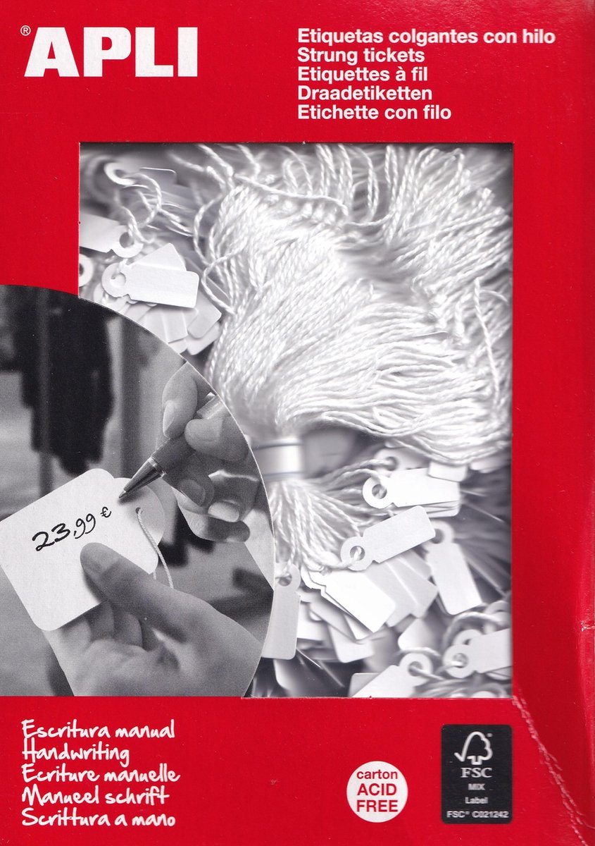 witte labels met touwtje - 7 x 19 mm - 1.000 stuks | bol.com