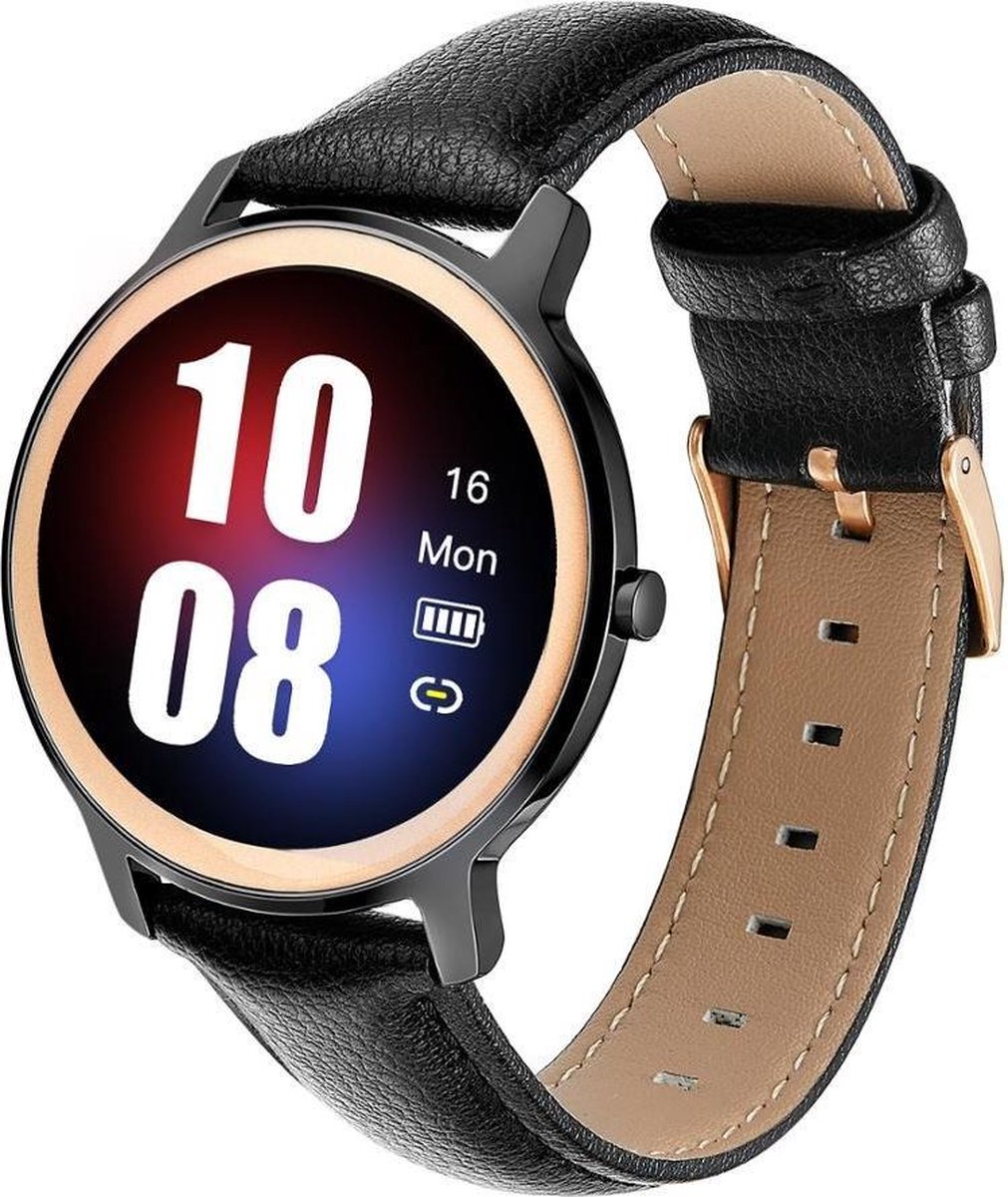 Optible® Amure - Stijlvolle Smartwatch Dames - Horloge - Zwart - Leer ...