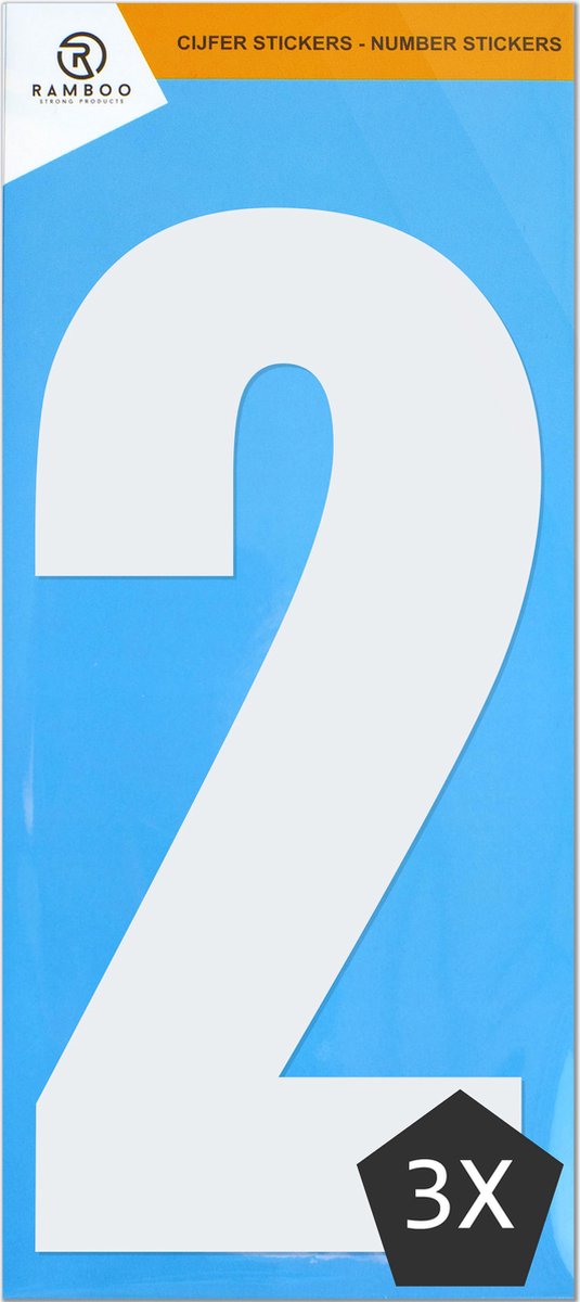 Cijfer sticker 2 | Wit | 3 stuks | Kliko Stickers | Cijfer Stickers ...