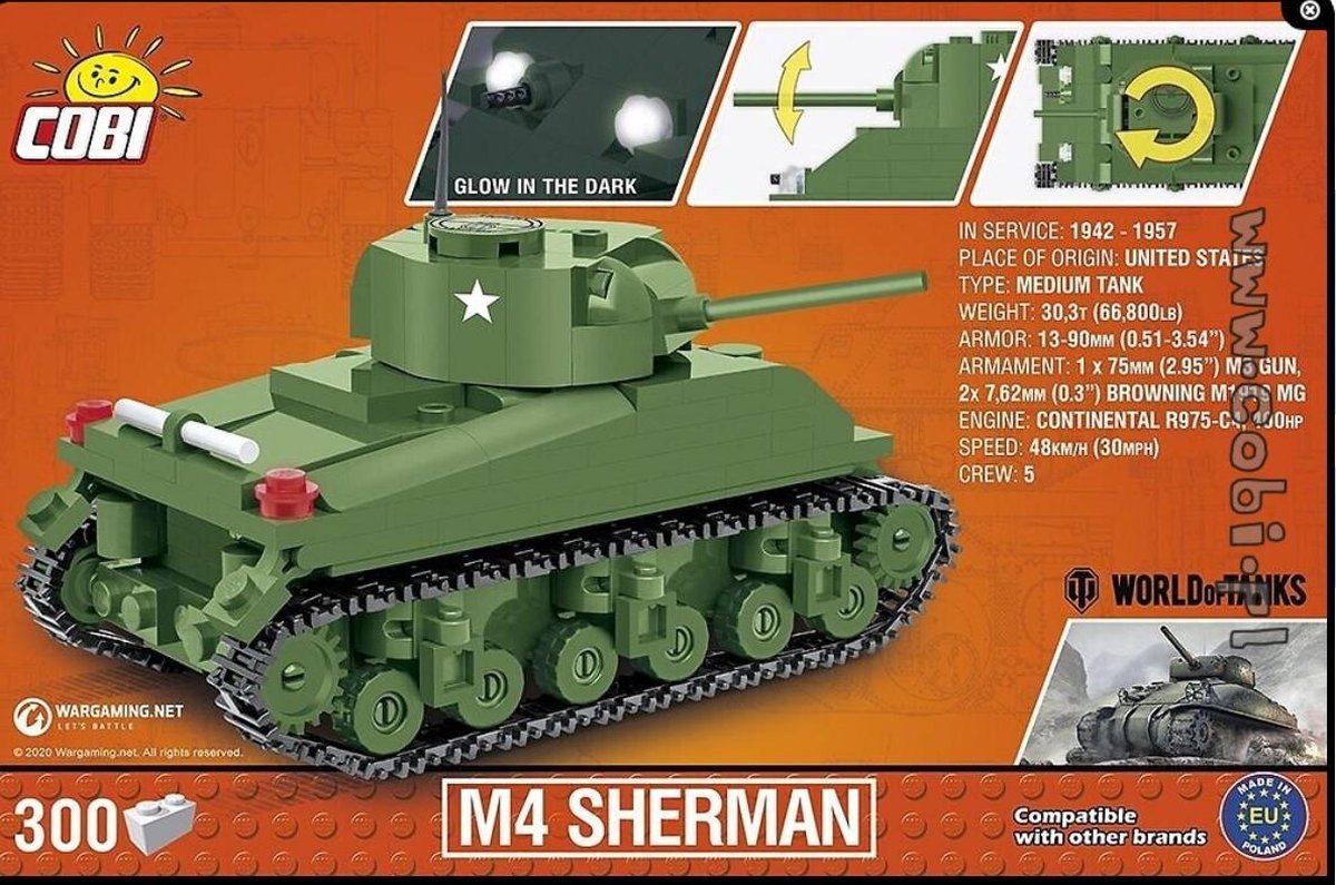 COBI 3063 M4 Sherman Tank - Constructiespeelgoed - Bouwpakket ...